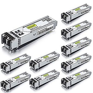10Gtek 1000BASE-SX Gigabit SFP LC Multi-Mode Transceiver, Mini-GBIC Module for Cisco GLC-SX-MMD/GLC-SX-MM/SFP-GE-S, Meraki, Fortinet, Ubiquiti UniFi UF-MM-1G, TP-Link, 850nm, DDM, 550m, Pack of 10