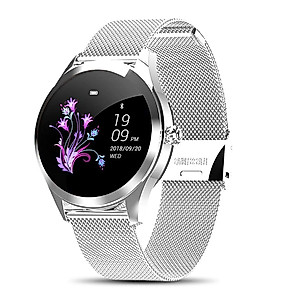 Smart Watch for Women,Elegant&High-end Sylish Stainless Steel IP68 Waterproof Smartwatch Fitness Tracker with Heart Rate Sleep Monitoring Calories Activity Tracker,Gift for Lady Girls,Silver
