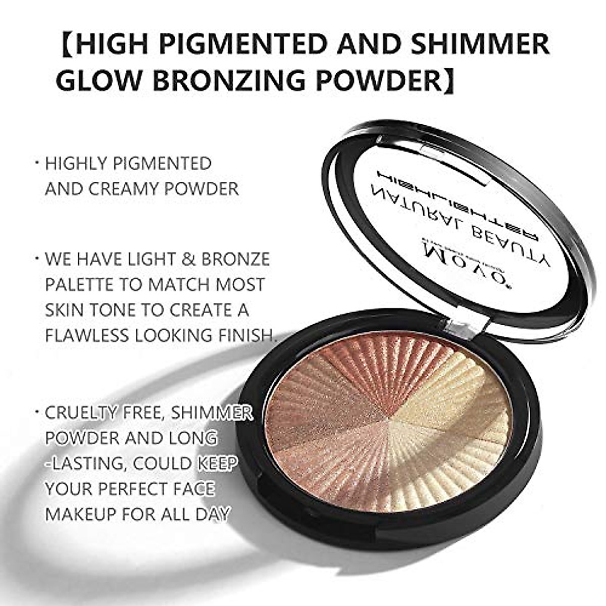 Movo Highlighter Palette Highlighter Powder Makeup Palette 5 Shades Glow Bronzer Face Illuminator Makeup Palette Kit(Bronzer)