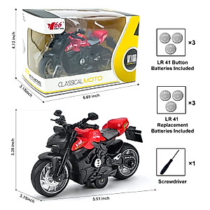 Ming You Motorcycle Toy - Motorcycle Toys for Kids 3-5 5-8,Mini Toy Motorcycles with Lights and Sounds for 3 + Years Old Boys and Girls (Red)