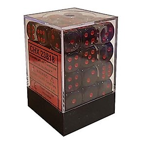 Chessex D6 12mm Smoke w/Red (36) (CHX 23818)