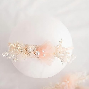 giggle angel Newborn Baby Photography Props Baby Photo Wrap Blanket for Baby Girl Pearl Decor Wrap Set with Headband