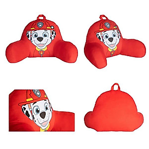 Paw Patrol Marshall Kids Back Resting Pillow for Reading and Watching TV – Bed Rest Pillow with Arms to Lounge with Comfortable Back Support – Great for The Bed or Couch