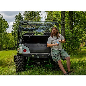 SuperATV UTV Rear Cargo Box for 2012+ Kawasaki Teryx 4 - Heavy Duty Rear UTV Box with Rubber Seal and High Strength Latches | Built-in Cup Holders | Easy Installation | 67 Quart Storage Capacity