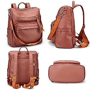 Oyifan Womens Leather Backpack Purse Bookbag Purse Anti-theft Travel Backpack Convertible Handbag