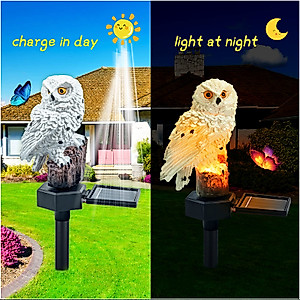 MXJIAELE Owl Gifts Solar Lights Garden for Home Decorations Owls Night Lights for Outdoor Garden Yard White Owls LED Light Stake Garden Decor(White)