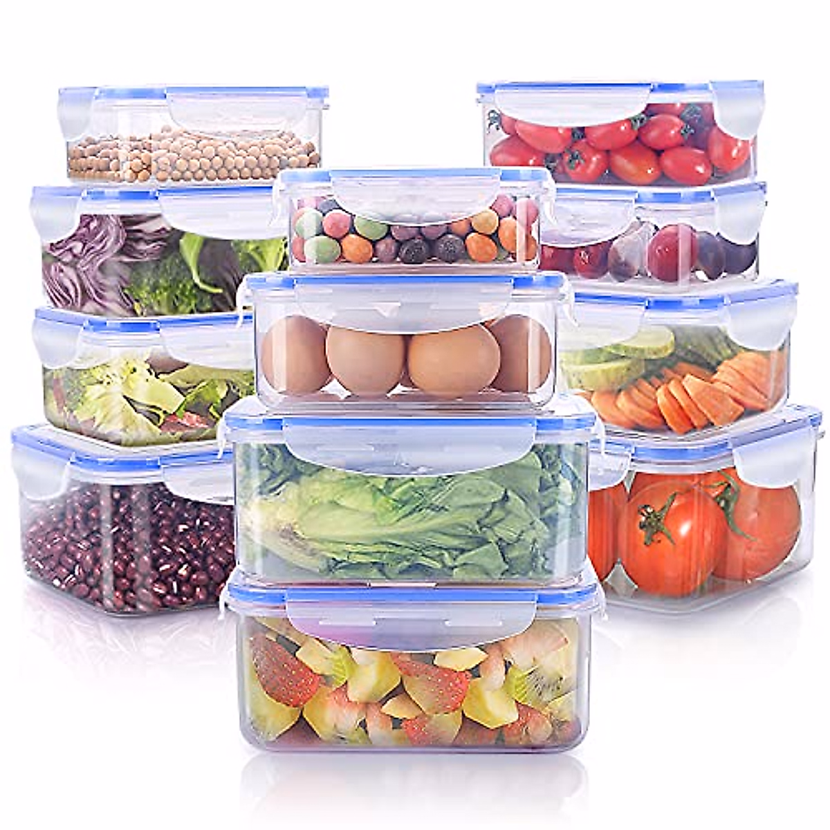MADSOUKY Food Storage Containers Set Airtight Meal Prep Container Large Capacity Lunch Box with Lids BPA Free Leak Proof 24 Pieces