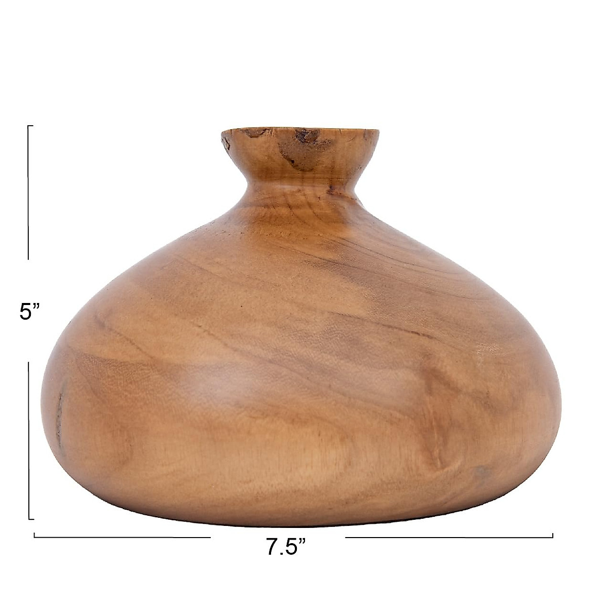 Creative Co-Op Decorative Paulownia Wood Vase, Walnut Finish