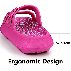 Weweya Double Buckle Slides for Women Pillow Slippers Hot Pink Cushioned Foam Slides Sandals Hot Pink Women Size 5.5 6 6.5
