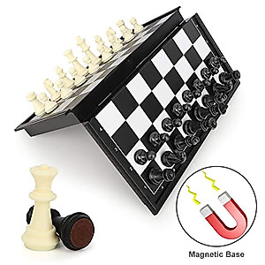 Aomola Travel Chess Set for Kids and Adults 3 in 1 Magnetic Chess Checkers Backgammon Folding Board Games Educational Toys with Storage Bag, 9.8" x 9.8"