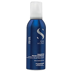 Alfaparf Milano Semi Di Lino Volume Mousse Conditioner for Fine Hair - Anti Frizz Hair Conditioner to Add Volume & Body - Hair Thickening Foam - Sulfate Free & Professional Salon Quality (6.76 Fl Oz)