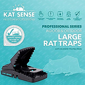 Kat Sense Large Rat Traps for House, Powerful Instant Humane Kill Snap Traps for Mice, Easy Pest Control Solutions, Pack of 6 for Indoor Outdoor Use