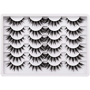 Cat Eye Lashes Pack Wispy 3D Faux Mink Lashes 18mm Fluffy False Eyelashes Soft Reusable Handmade Fake Eyelashes, 12 Pairs Pack by Pawotence