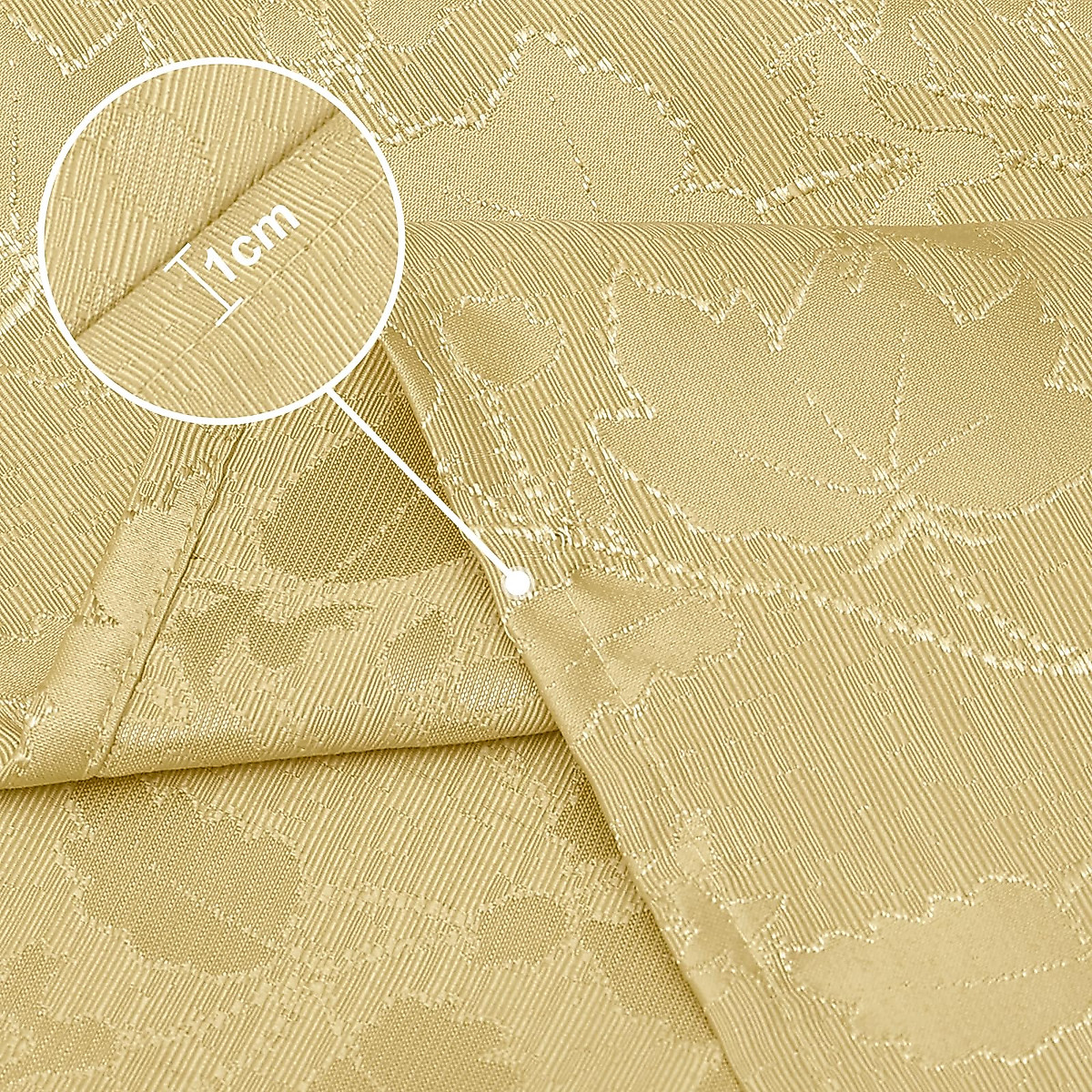 misaya Rectangle Fall Jacquard Tablecloth, Maple Leaf Damask Table Cloth, Waterproof Fabric Table Cover for Harvest and Thanksgiving Decorations (60" x 120", Yellow)