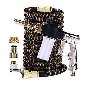 SLATIOM Flexible Magic Expandable Home Garden Water Hose High Pressure Car Wash Plastic Pipe with Foam Spray Gun (Color : 50ft)