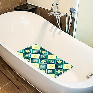 Bath Tub Shower Mat - Anti-Slip PVC Material 15.1x26.8 in, Gentle Cushioning Quick Drying Suction Cups Reliable Solution - Geometric Plaid Pattern Non-Slip Floor Mat