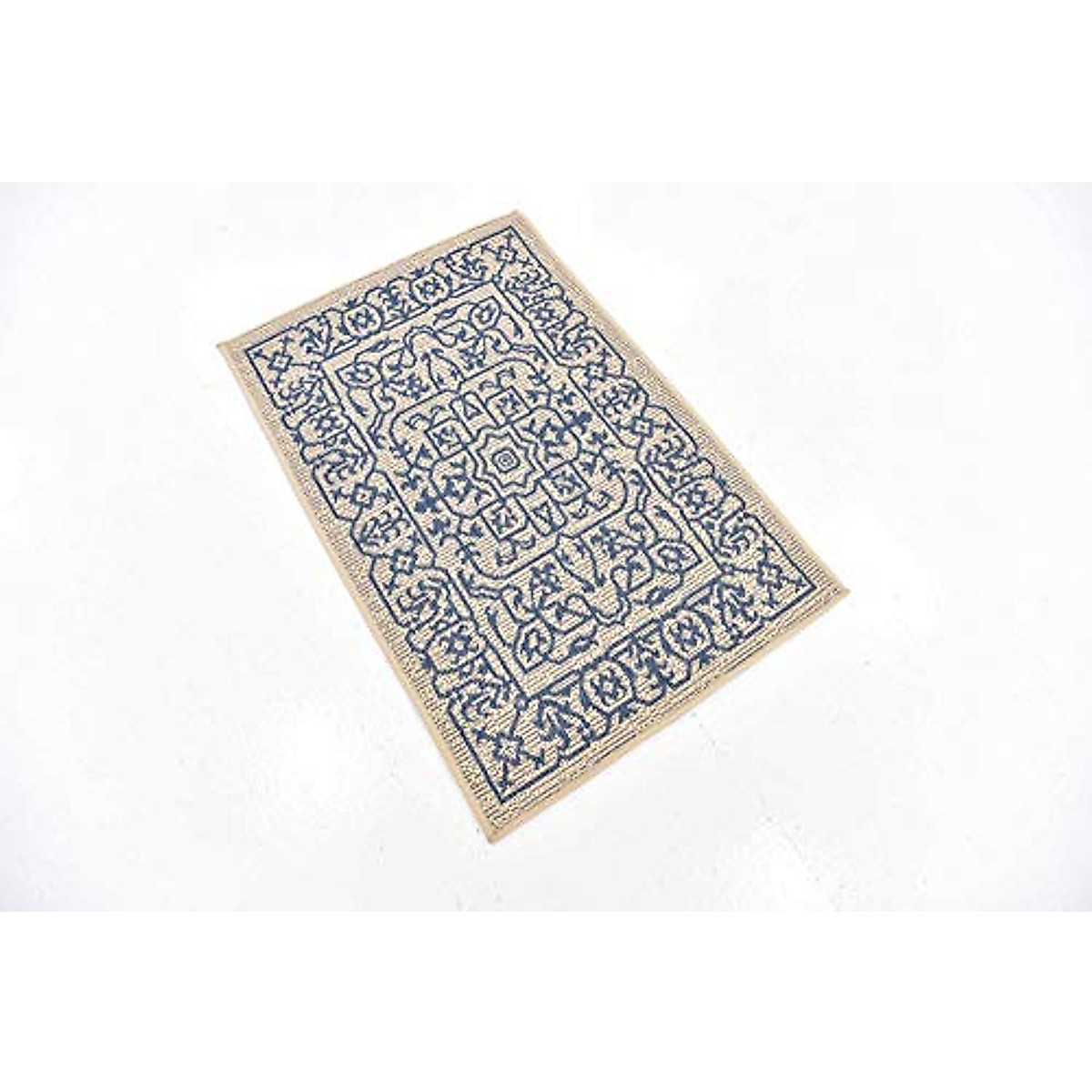 Unique Loom Outdoor Botanical Collection Area Rug - Allover (2' 2" x 3' 1" Rectangle, Beige and Blue/ Blue)