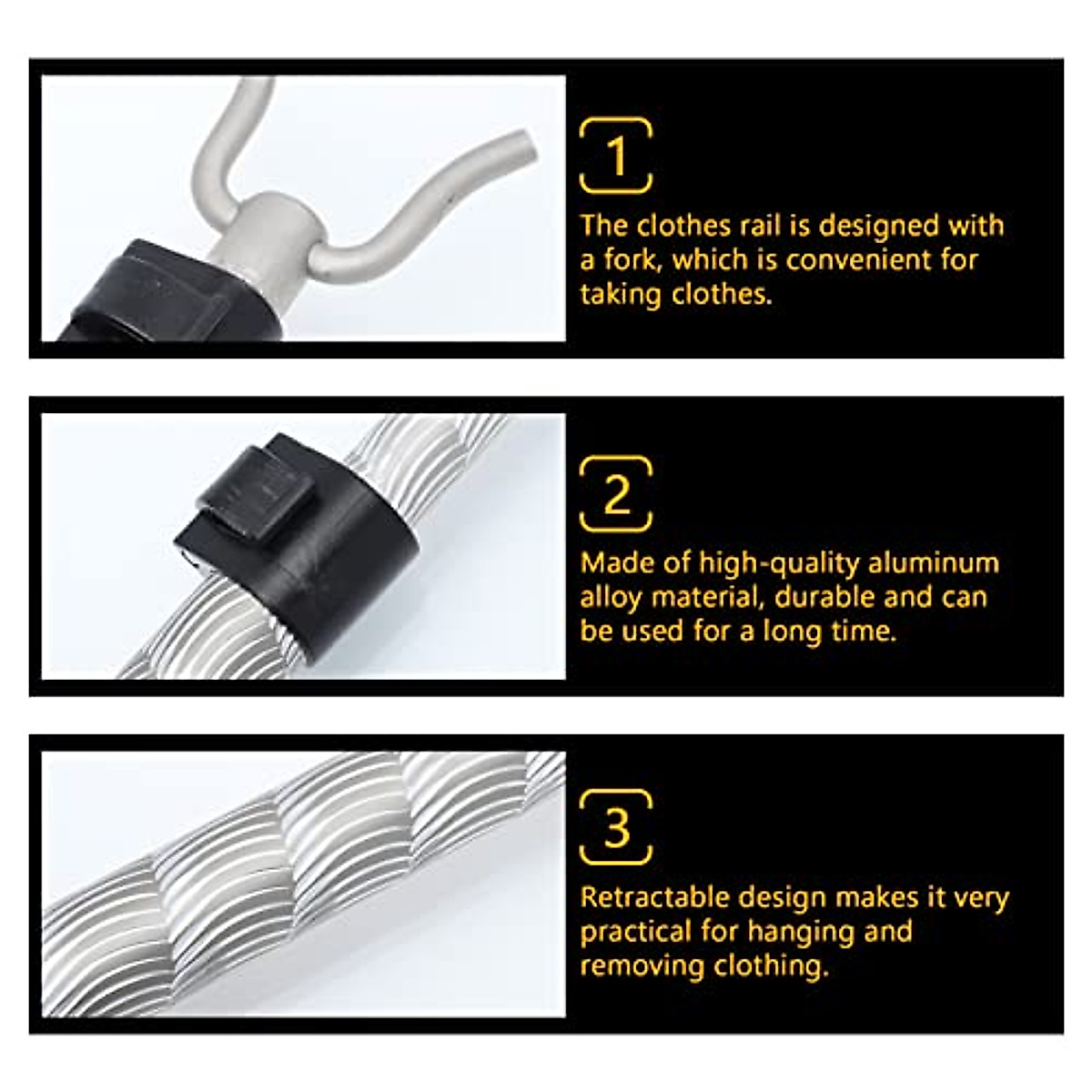 Angoily Extend Reaching Stick Retractable Clothesline Prop Closet Pole Stick Outdoor Telescoping Utility Pole Hook Clothes Drying Pole Outdoor Coat Hanger for Drying Dressing Telescoping Closet Rod