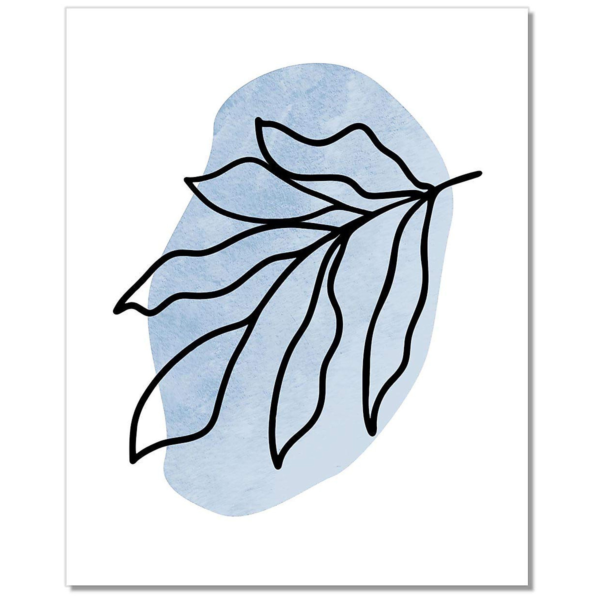 Botanical Prints - Minimalist Line Art Leaf Prints 8x 10 (Set of 6) - Aesthetic Art Posters - Abstract Plant Decor - Unframed (Blue)