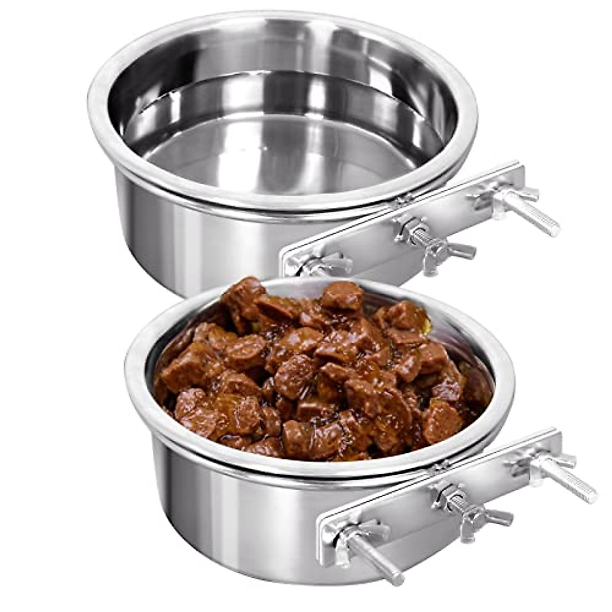 Kennel Water Bowl, 2 Packs No Spill Hanging Cage Crate Bowl for Cat, Small Dog Feeder -2 Cups / 1 Pint