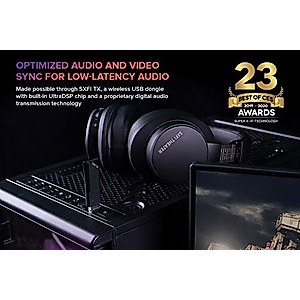 Creative SXFI Theater 2.4 GHz Low-Latency Wireless USB Headphones with Super X-Fi, 50mm Drivers, Up to 30 Hours of Battery Life, 3.5mm Analog Mode, Detachable Mic, for Movies