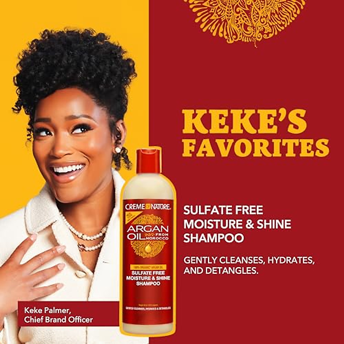 Creme of Nature Argan Oil Shampoo, Moisture & Shine Shampoo, Sulfate Free Hair Care Formula, Nourishes, Hydrates, Detangles, 12 fl. oz.