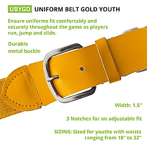 Champion Sports Baseball/Softball Uniform Belt - Comfort Stretch Fit Uniform Belt - Durable Syntex Tab - Youth: 18"-32" - Golden Yellow