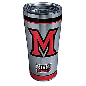 Tervis Triple Walled Miami University RedHawks Insulated Tumbler Cup Keeps Drinks Cold & Hot, 20oz - Stainless Steel, Tradition
