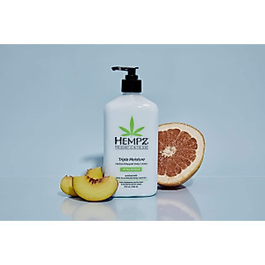 Hempz Natural Triple Moisture Herbal Whipped Body Cream with 100% Pure Hemp Seed Oil for 24-Hour Hydration, Moisturizing Vegan Skin Lotion with Yangu Oil, Peach and Grapefruit, 17 Fl Oz (Pack of 2)