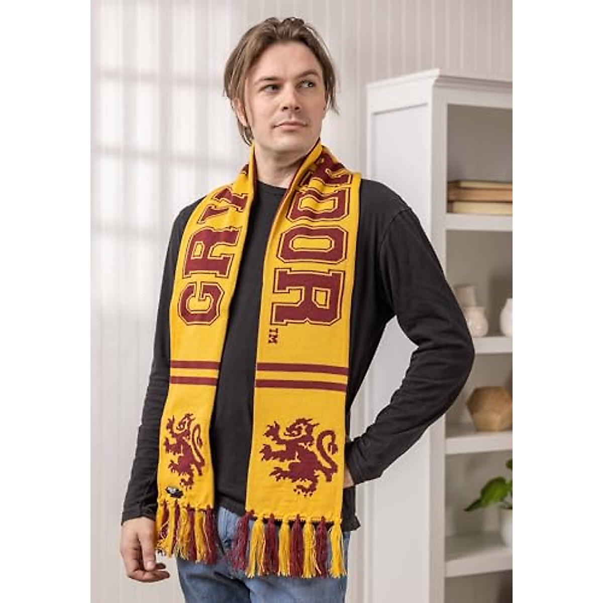 elope Harry Potter Gryffindor House Reversible Knit Scarf for Adults and Kids Standard