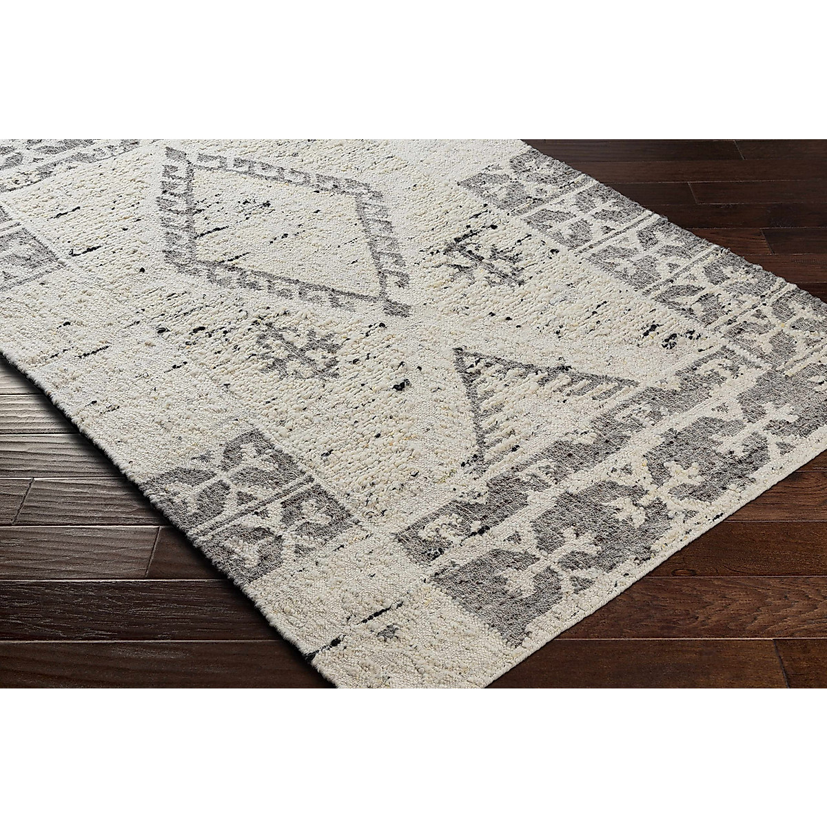 Hauteloom Andop Wool Living Room, Bedroom Area Rug - Bohemian, Transitional - Cream, Gray, Charcoal - 8' x 10'