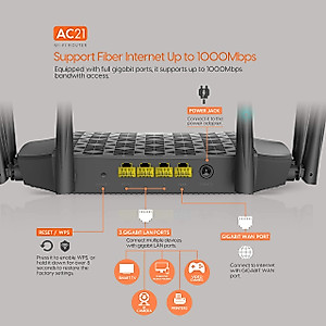 Tenda AC2100 High Speed WiFi Router - Dual Band Gigabit Wireless (up to 2033 Mbps) Internet Router for Home, 4X4 MU-MIMO Technology, Parental Control Compatible with Alexa (AC21)