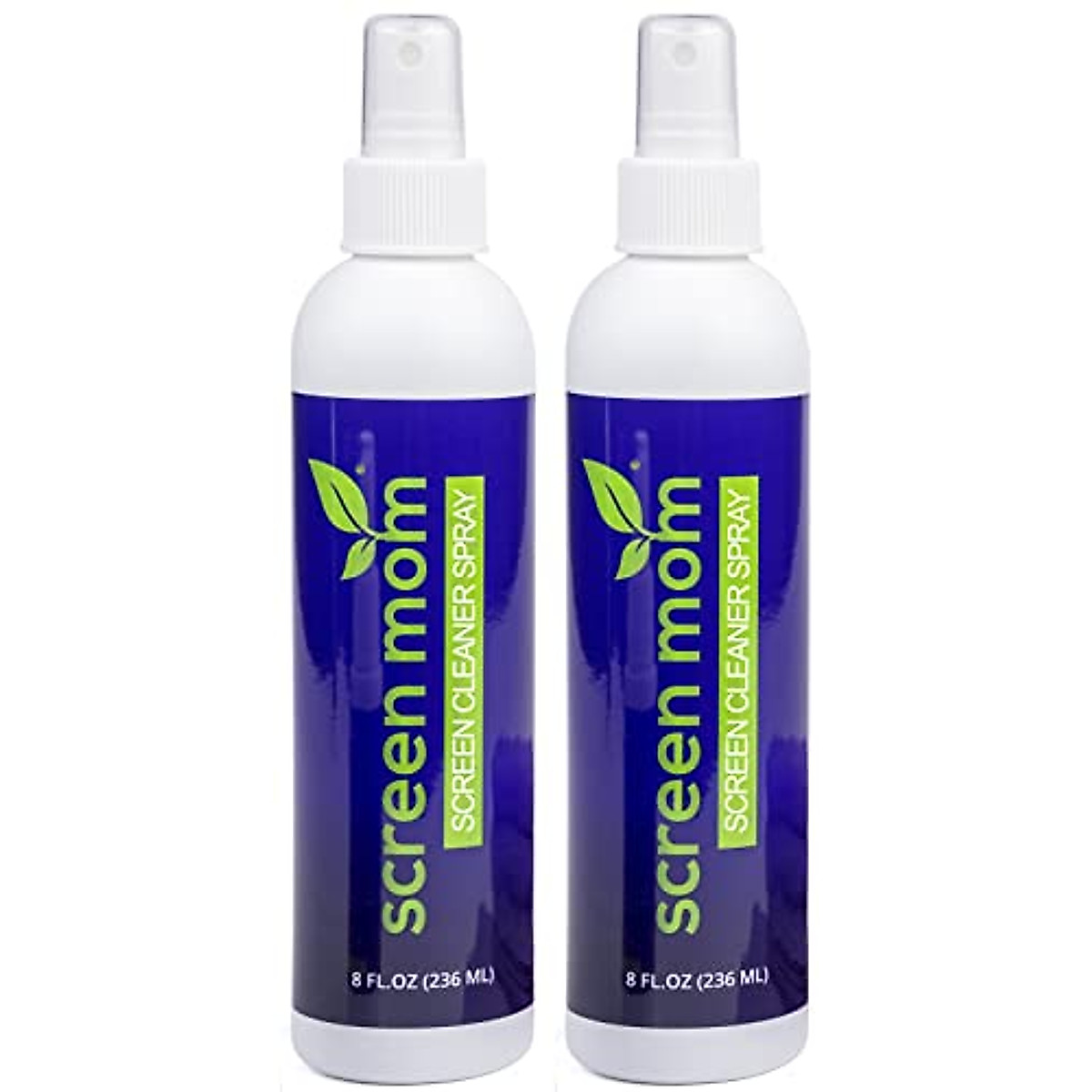 Screen Mom Screen Cleaner Kit 8oz (2-Pack) for LED & LCD TV, Computer Monitor, Electronics, Phone, Laptop Cleaning, iPad, and Flat Screen - Includes (2) 8oz Spray Bottles & Large Microfiber Cloths