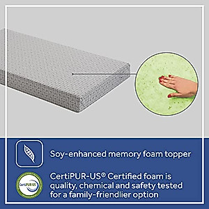 Sealy Butterfly 2-Stage Dual Firm Antibacterial Foam Baby Crib Mattress & Toddler Bed Mattress, Hypoallergenic Waterproof Memory Foam Crib Mattress, GREENGUARD GOLD Certified,Made in USA,52"x28",White