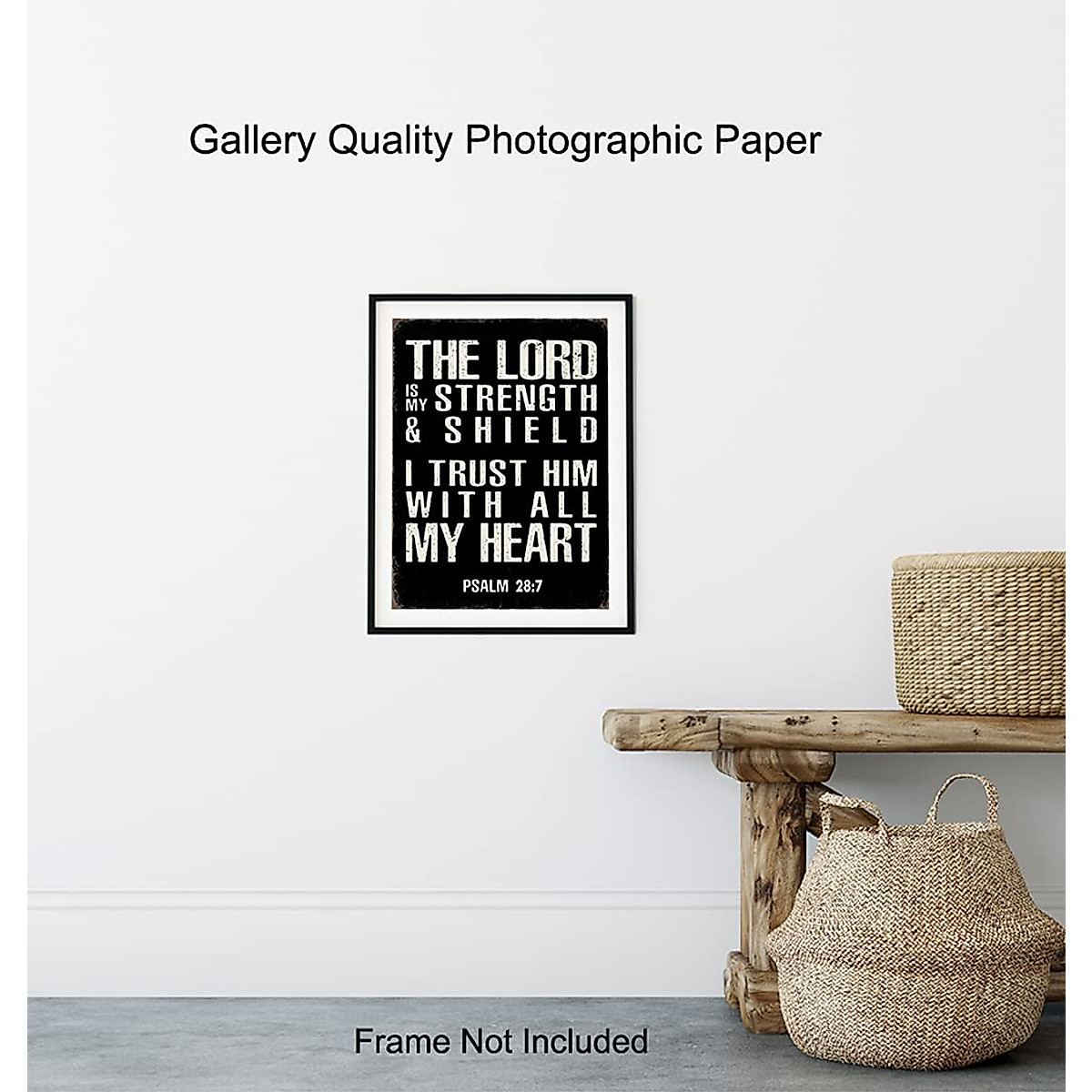 Religious Christian Gifts for Men - Catholic Decor Wall Art - Man Cave, Home Office, Boys Bedroom - Holy Scripture Bible Verses - Inspirational Positive Spiritual Quotes - Motivational God Sayings