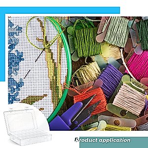 Queekay Embroidery Floss Organizer Box Set, Includes Compartments Floss Cross Stitch Organizer Box, Plastic Floss Bobbins and 1790 Floss Number Stickers for Thread Sewing, 4 Sets (50, 24 Grids)