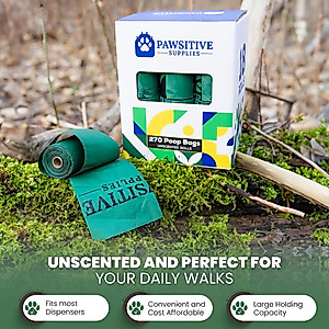 Pawsitive Supplies Eco-Friendly Poop Bags - 270 Bags Made from Cornstarch, Unscented and Perfect for Your Daily Walks