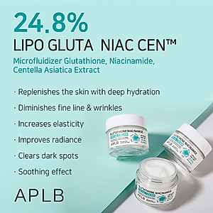 APLB Glutathione Niacinamide Facial Cream | LIPO GLUTA NIAC CEN™ 24.8% 1.86 FL.OZ/Korean Skincare, Deep hydration, Niacinamide, Improve skin elasticity, Improve skin texture