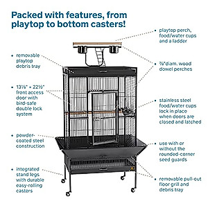 Prevue Hendryx Signature Select Series Wrought Iron Bird Cage in Black