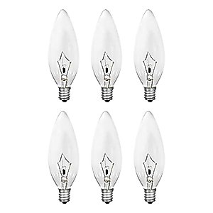 SYLVANIA Incandescent Double Life Light Bulb, 60W B10 Chandelier , Candelabra Base, Clear, Blunt Tip, Soft White - 6 Pack (18750)