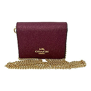 COACH Boxed Mini Wallet on Chain in Black Cherry