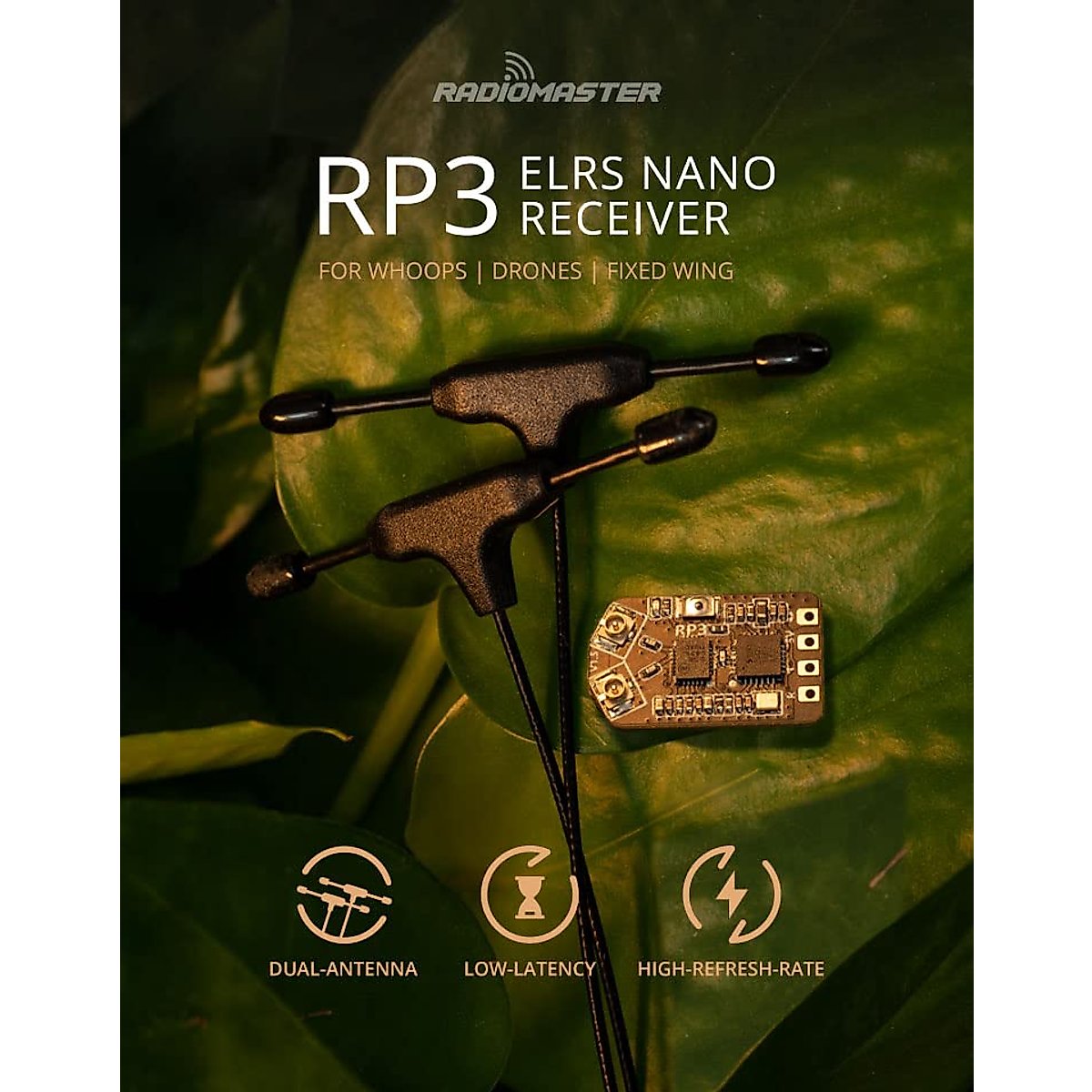 RadioMaster RP3 ExpressLRS 2.4GHz ELRS Nano Receiver Long Range Low Latency Receiver for FPV Micro Drone FPV Racing Drone Quadcopter