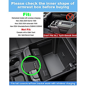 WEIPIN Console Organizer Tray 【Perfectly Tidy】 for 2023-2024 Silverado&Sierra 1500 and 2024 Chevy Chevrolet Silverado&GMC Sierra 2500HD 3500HD Accessories (Full Console w/Bucket Seats ONLY) - Black