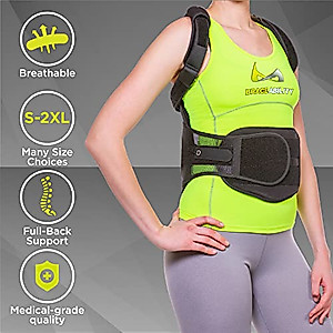 BraceAbility TLSO Full-Body Back Brace Support - Hard Turtle Shell Jacket for Thoracic Kyphosis, Parkinson's Disease, Fractured Spine, Scoliosis, Postural Correction, Post-Surgery Recovery (XL)