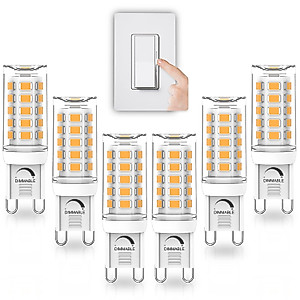 YUIIP G9 LED Bulb Dimmable, 4W, 40W Halogen Equivalent, 3000K Warm White, AC 120V G9 Bi Pin Base Light Bulbs, 380LM, No Flicker, 360° Beam Angle, Pack of 6