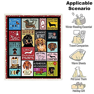 Ultra Soft 3D Printed Blanket Dachshund Dog Pattern Cozy Microfiber Plush Sherpa Blanket 2 Sizes Warm Fuzzy Throw Blanket for Kids and Adults Throws Blankets (Style02, 150cm x 200cm(59'' x 79''))