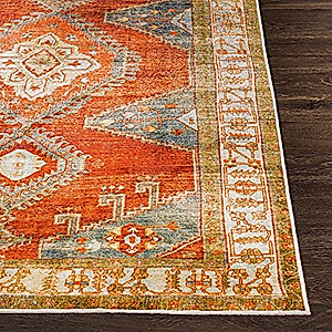 Livabliss Leupp29447 Washable Medallion Area Rug, 7'6" x 9'6", Red/Orange