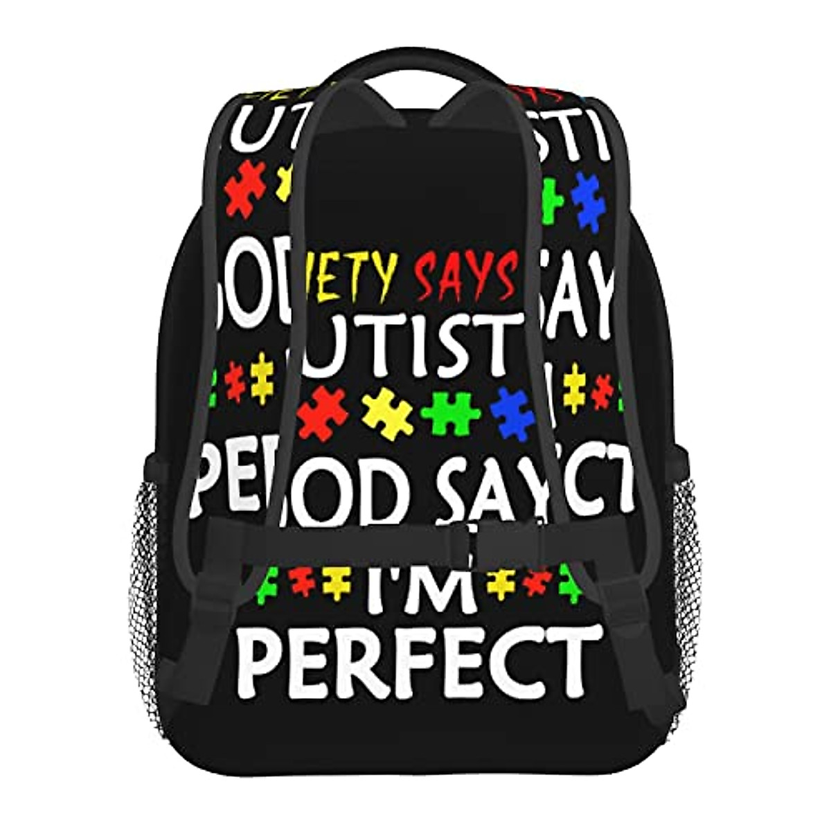 Society Say I'M Autistic God Says I'M Perfect Kids Backpack For Boys Girls Elementary Kindergarten Preschool School Bag Multifunctional Cute Large Capacity Backpack
