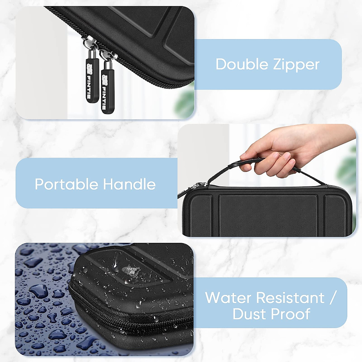 Fintie Carrying Case for Nintendo Switch OLED Model 2021/Switch 2017, [Shockproof] Hard Shell Protective Cover Travel Bag with 10 Game Card Slots & Inner Pocket, Black