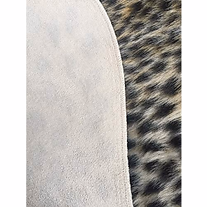 Leopard Print Rug Faux Fur Cheetah Rug Cowhide Animal Skin Mat Carpet for Office, Livingroom, Bedroom Non-Slip Home Decor 40x37Inch/ 3.2x3.1Ft